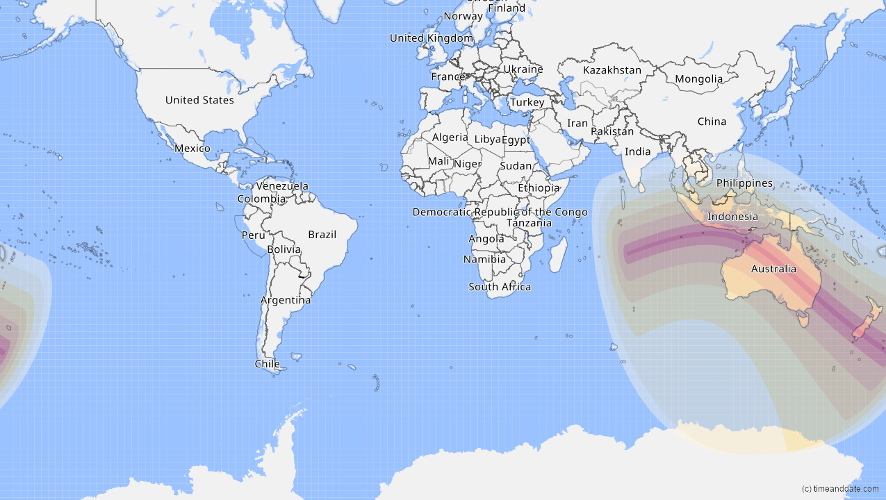 Jul 22, 2028 – Partial Solar Eclipse in Fiji