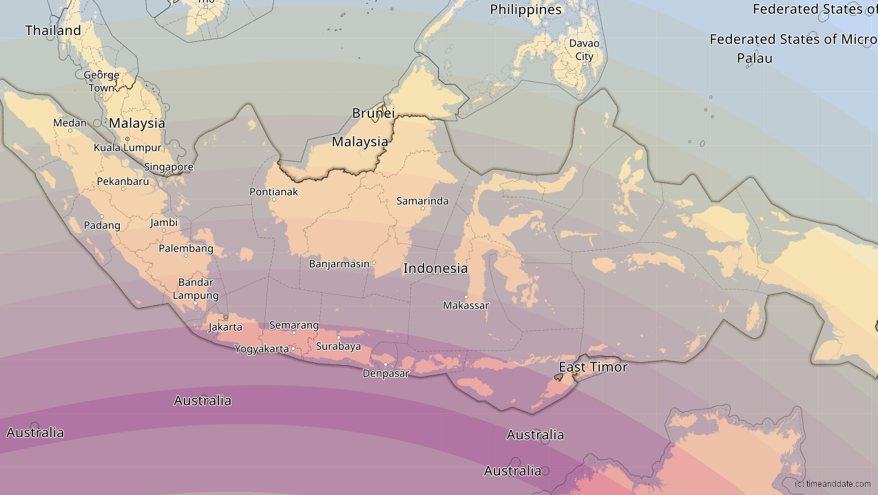 Jul 22, 2028 – Partial Solar Eclipse in Indonesia