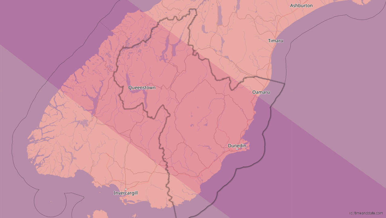 Jul 22, 2028 – Total Solar Eclipse in Otago, New Zealand